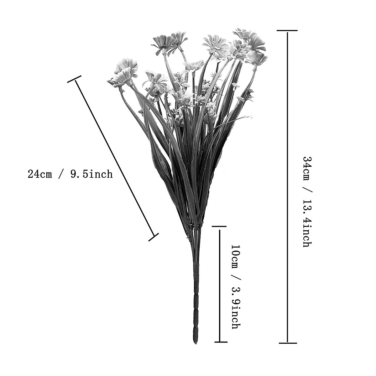 Gormiya 8 Bundles Artificial Daisy Mums Flowers Outdoor UV Resistant Plastic Fake Daisy Sunflowers Plants for Home Backyard Window Box Porch Garden Decoration, White