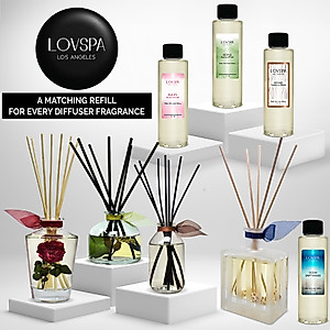 LOVSPA Coconut & Eucalyptus Reed Diffuser Oil Set - Scented Stick Room Freshener - Creamy Coconut, Eucalyptus, Mint, Tonka, Vanilla Sugar - Made in The USA