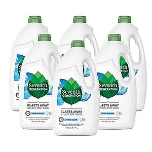 Seventh Generation Dishwasher Detergent Gel for Sparkling Dishes Free & Clear Fragrance Free 42 oz, Pack of 6