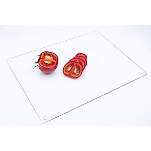 Tempered Glass Cutting Board, Extremely Durable, Long-Standing, Clear Glass, Scratch Resistant, Heat Resistant, Shatterproof, Extra Large 12X16