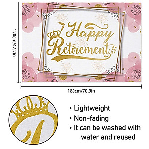 PAKBOOM Happy Retirement Backdrop Banner - Retirement Party Decorations Supplies for Women - 3.9 x 5.9ft Pink Gold
