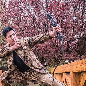 D&Q Bow and Arrow for Adults Takedown Recurve Bows Hunting Bow Archery Set Adult Longbows Kit 56" 30-50lb Right Hand Bow Aluminum Alloy Riser for Beginner and Professional Hunting Shooting（Black,50lb