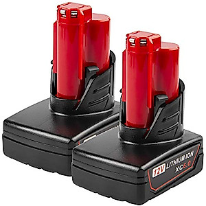 Labtec 2Packs M12 Battery 12V 6000mAh Lithium Battery Replacement for Milwaukee 12V Battery 48-11-2410 48-11-2420 48-11-2411 48-11-2401 48-11-2402 Cordless Power Tools Battery