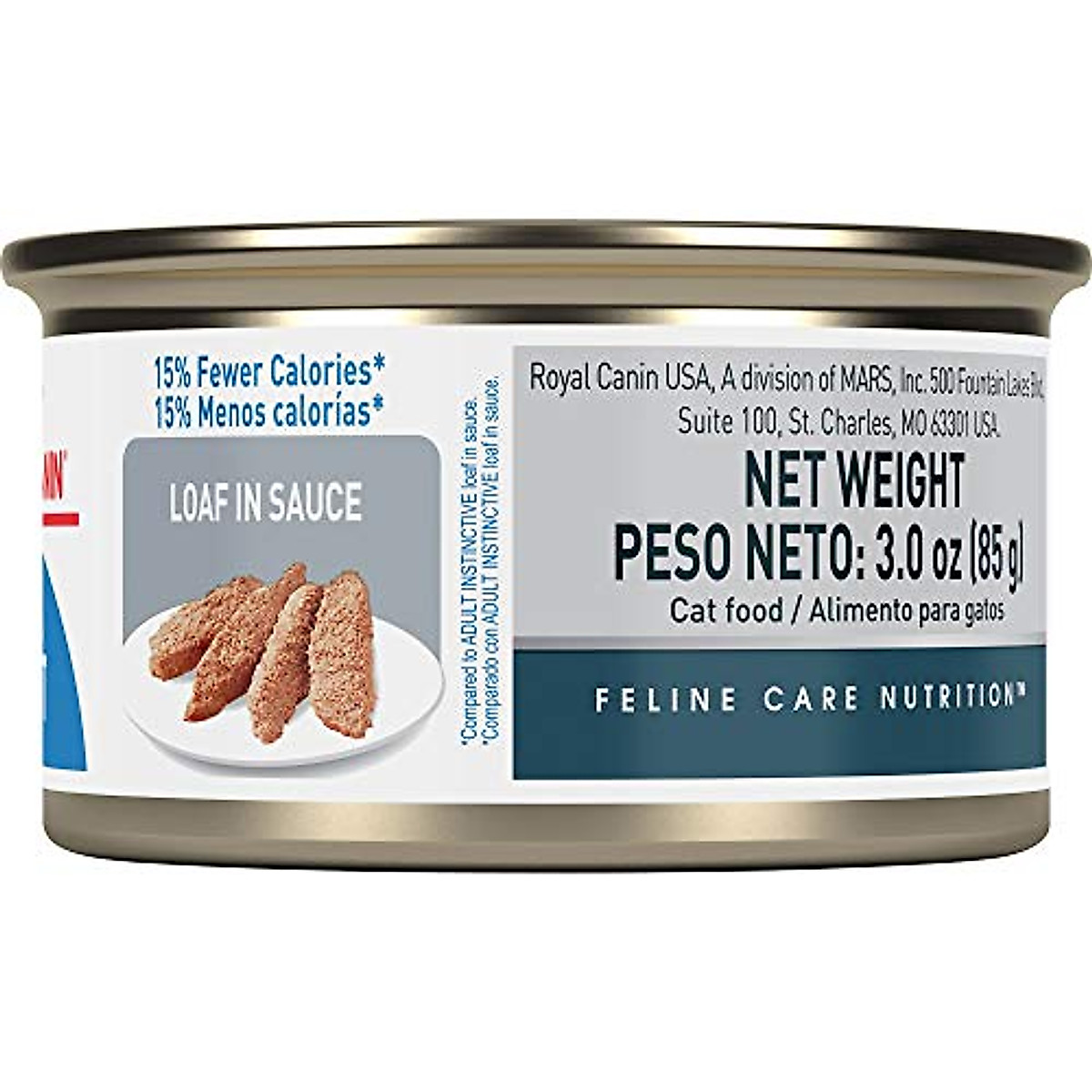 Royal Canin Feline Weight Care Loaf in Sauce Canned Adult Wet Cat Food, 3 oz cans 24-count