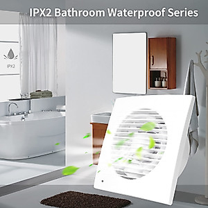 HUGOOME Exhaust Fan, 12W Ventilation Extractor with Anti-backflow Check Valve Ultra Thin, Window and Wall Mount Vent Fans for Kitchen Bathroom Greenhouse Garage (4 inch / 110V) Thin fan