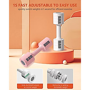 TRAKMAXI Adjustable Dumbbell Set of 2, Hand Weights Sets for Women, Fast Adjust Dumbbell Weight,6 In 1 Free Weights Barbells For Women Men Home Gym Workout Exercise Strength Training(5lbs each/10lbs Pair)