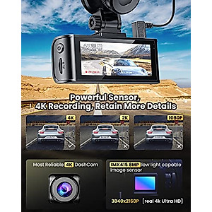 Blueskysea 4K Dual Dashcam with 32G TF Card, Front Rear Dash Camera Built-in GPS WiFi, Front 4K and Rear 1080P Dual Car Camera,3.16" Display,150° Wide Angle Car Camera with Sony-STARVIS Sensor