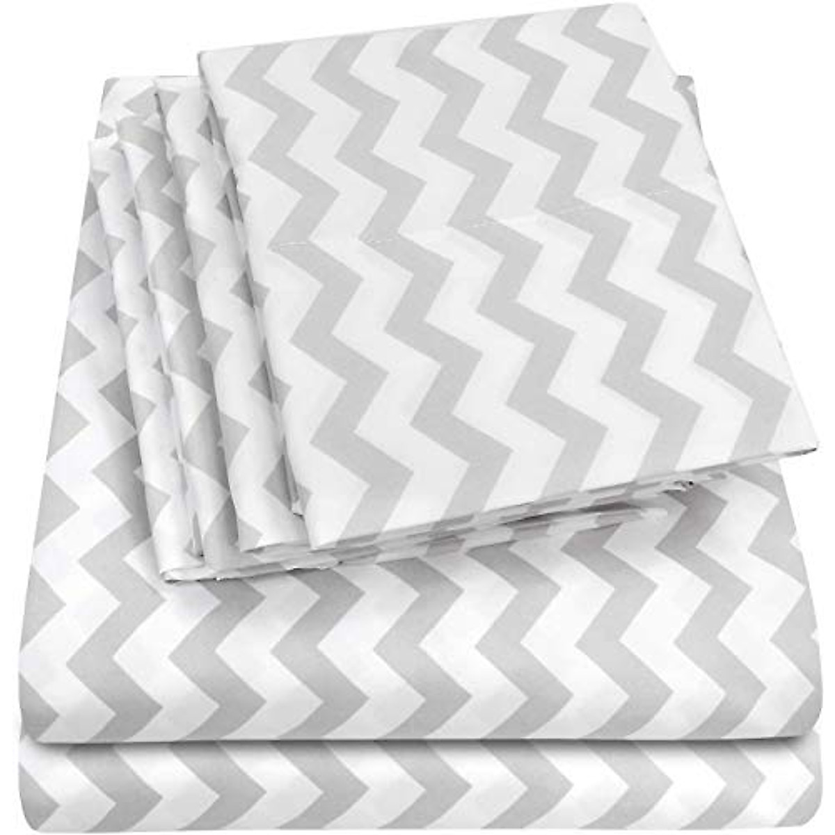 King Size Bed Sheets - 6 Piece 1500 Supreme Collection Fine Brushed Microfiber Deep Pocket King Sheet Set Bedding - 2 Extra Pillow Cases, Great Value, King, Chevron Gray