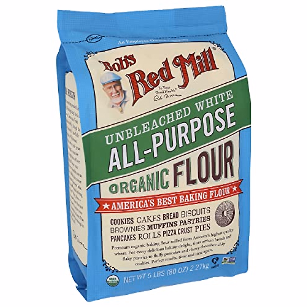 Bob's Red Mill Organic Unbleached White Flour, 5 Pounds