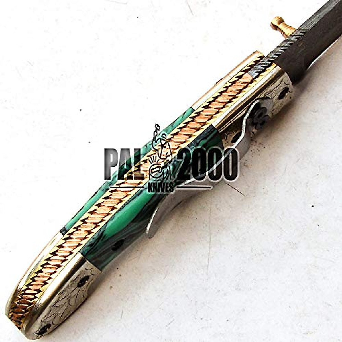 PAL 2000 KNIVES POC-9777 Folding Knife Handmade Damascus Steel Pocket Knife Resin Handle