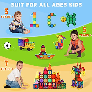 DAILYMAGIC Magnetic Tiles, 120 PCS Kid Magnet Building Toy, 3D Magnetic Block Set with STEM Preschool Education, Excellent for Boys Girls Toddlers