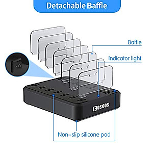 PD USB-C Charging Station, COSOOS 81W 6-Port USB Charging Station for Multiple Devices with 3 PD 20W USB-C Charger & 6 Mixed Short Cables, Fast Multi USB Charger Station