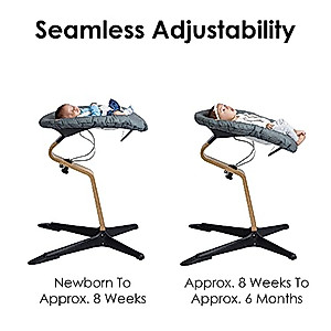 Nomi Baby Coffee with Pink Cushion, Newborn Bouncer Accessory for High Chair, Seamlessly Adjusts from Lay Flat to more Upright Position, Bouncer Seat Elevates Baby to the Height of the Table, 5.5 lb