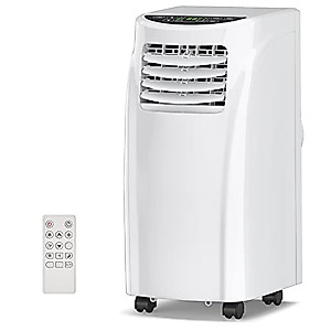 COSTWAY Portable Air Conditioners, 8000 BTU Air Conditioner Unit spaces up to 230 Sq.Ft with Remote Control Dehumidifier Function Window Wall Mount, 4 Caster Wheel, Sleep Mode and 2 Fan Speed