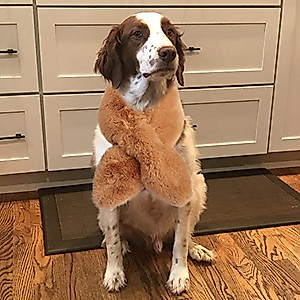 YAODHAOD Dog Scarf Winter Warm Plush Pet Dog Bandana Soft Dog Scarves Accessories Christmas Holiday Festive Clothes Outfits (Brown, Tail Triangle)