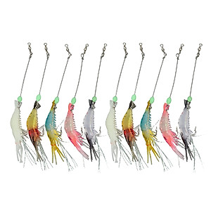 KUIDAMOS Fishing Lures, Fluorescent 5 Colors 10Pcs Soft Soft Shrimp Fishing Tackle for Freshwater Saltwater
