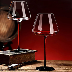 LLESSOO Red Wine Glasses Set of 4, Large Hand Blown Crystal Glasses-25.3 OZ Burgundy Glasses with Unique Concave Bowl - Clear,Ultra-thin Best for Wine tasting Perfect Gifts,Anniversary