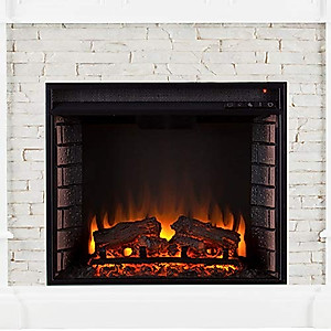 SEI Furniture Merrimack Faux Stone Convertible Electric Corner Fireplace, Fresh White, AMZ8369EF