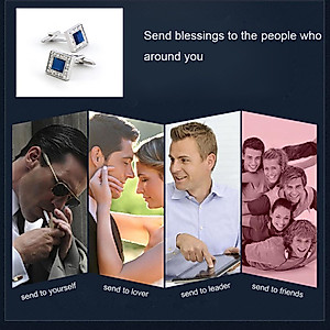 MERIT OCEAN Blue Navy Swarovski Crystal Square Cufflinks for Men Classical Swarovski Cuff Links with Gift Box Elegant Style