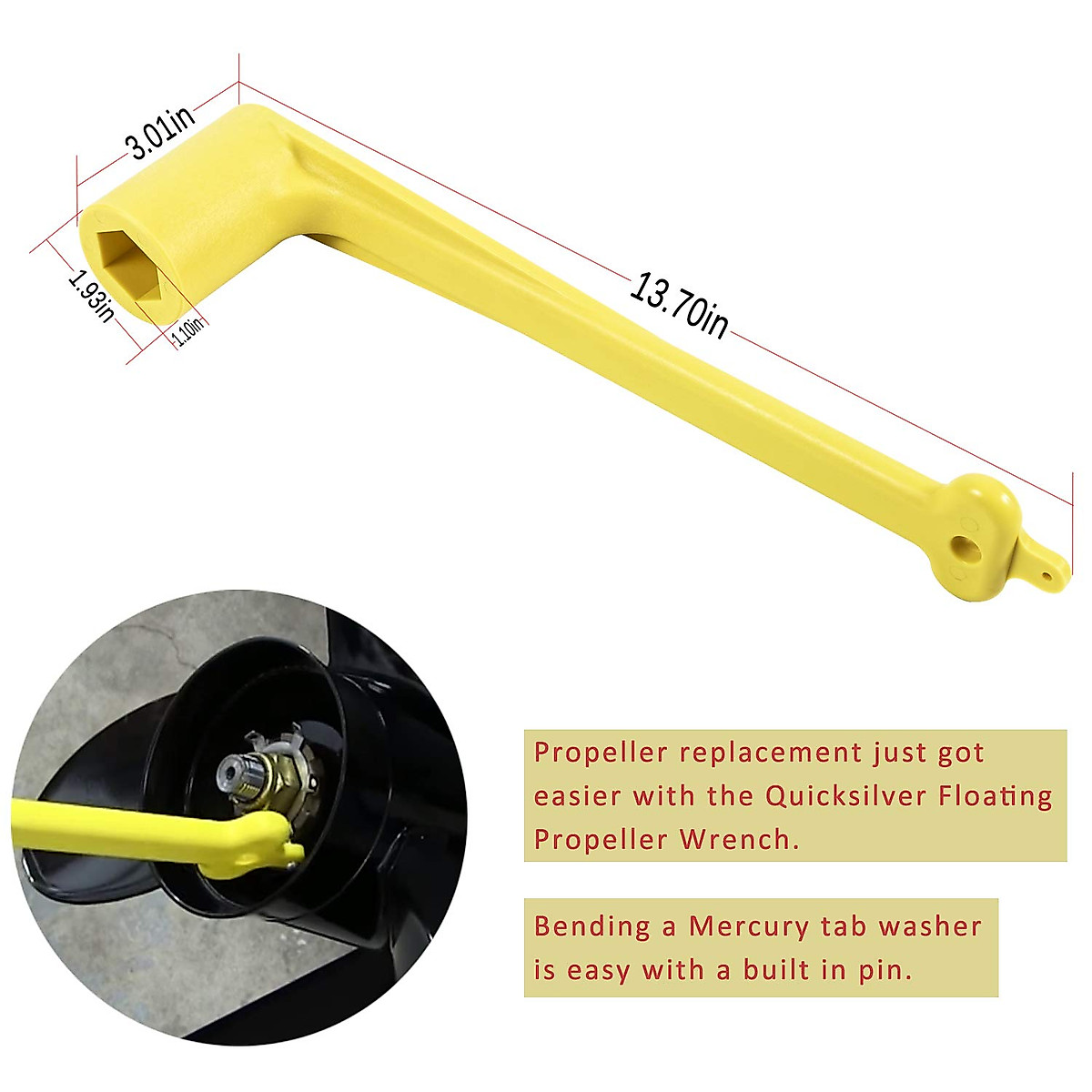 Yoursme Polymer Light-Weight Propeller Wrench 1-1/16" Nut Wrench for Mercury/Alpha Replaces 91-859046Q4 (Yellow)