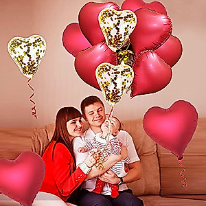 Red Heart Shaped Foil Balloons for Valentine's Day Engagement Wedding Party Decorations(18inch)