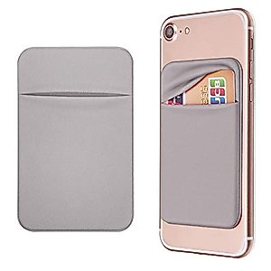 OBVIS Cell Phone Pocket Self Adhesive Card Holder Stick On Wallet Sleeve with RFID Card ID Credit Card ATM Card Holder for iPhone Android 2 Pack Gray