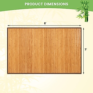 Giantex 5’ x 8’ Bamboo Area Rugs - Floor Mat with Anti-Slip Backing, Durable Roll-up Floor Rug, 60” x 96” Indoor Mat Rug for Dining Room, Living Room, Bedroom, Entryway, Bamboo Carpet (Modern)