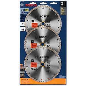 Bosch DB742SB3 3 pc. 7 In. Standard Turbo Rim Diamond Blades for Smooth Cuts