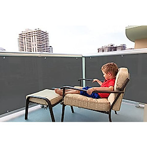 LOVE STORY 3'x10' Waterproof Charcoal Balcony Privacy Screen Fence Cover Shade UV Sunblock for Patio, Deck, Patio, Apartment Railings, Shield 90%