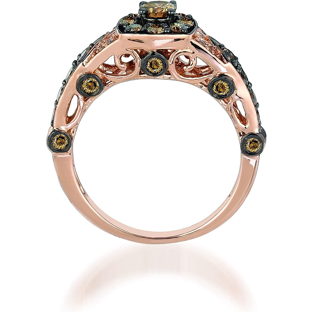 LE VIAN 1 Carat White and Chocolate Diamond Cushion Shape Halo Ring for Women in 14k Rose Gold (Fancy Brown/G-H, VS2-SI1, cttw) Anniversary Promise Ring Size 7