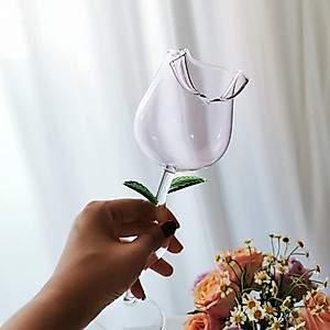 Cabilock Rose Cocktail Glass Wine Goblet Glasses Cocktail Glass Creative Whiskey Wine Champagne Glass Cup Party Wine Glass (Pink)