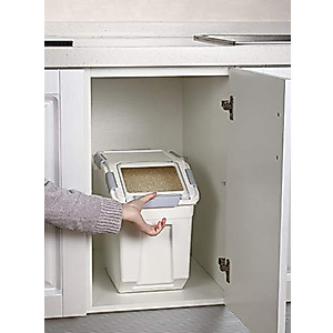 Rice Storage Container with Wheels Seal Locking Lid PP((507.27oz / 3.96gal / 80cup / 15L),Pack-2)