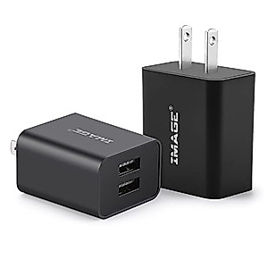 USB Charger, IMAGE 2 Packs USB Travel Charger with Dual Port, 5V/2A 10W Output Power, UL Approval Charger Adapter for Most USB Equipment