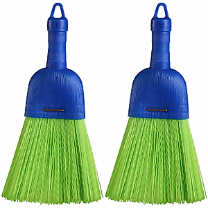 Domensi 2 Pcs Whisk Broom Poly Fiber Handheld Brush Hand Broom Outdoor Broom Car Broom with Hang Hole for Cleaning Inddoor Porches Floors Decks Driveways Dirt Dust