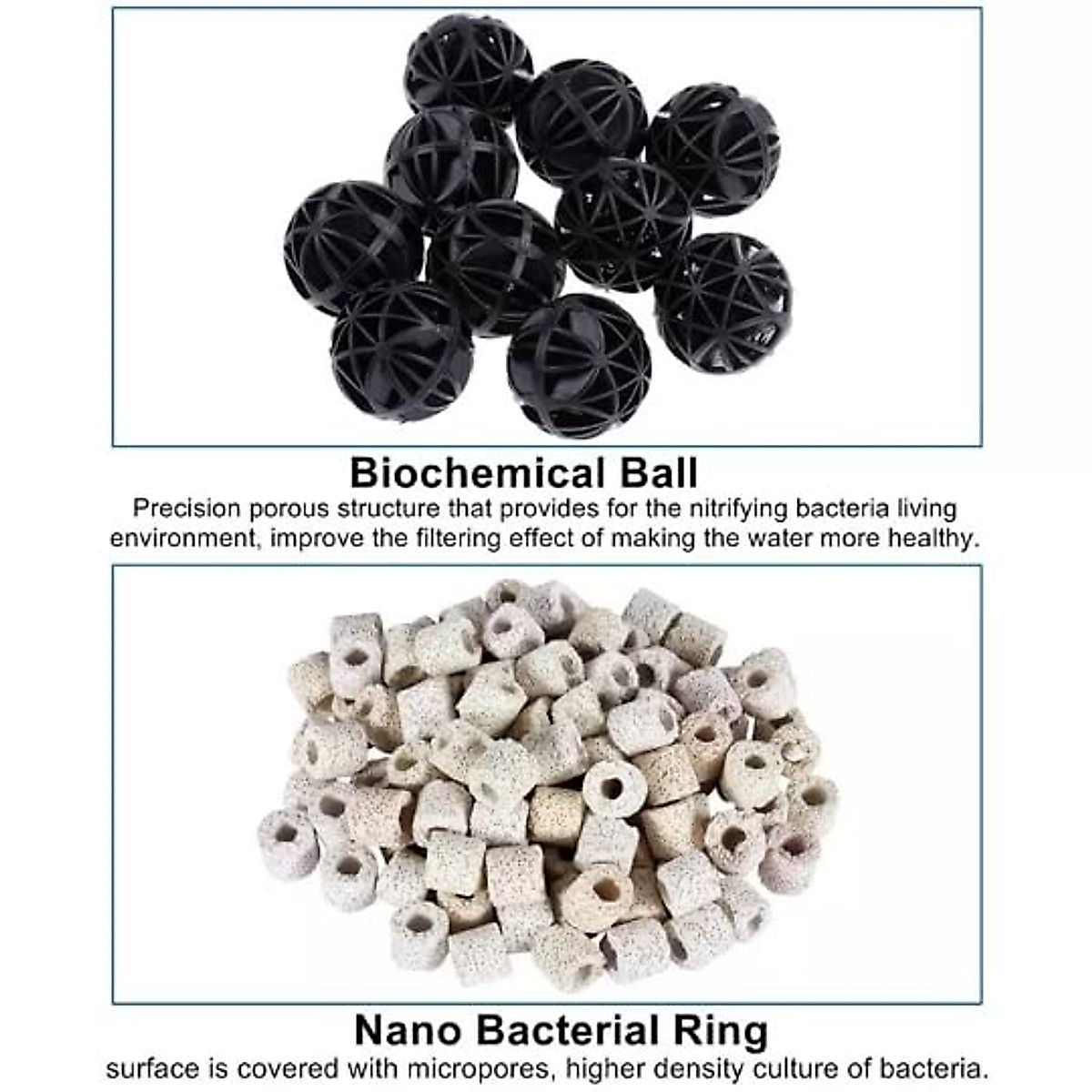 SimiAqua Biological Filter Media - Bio Balls Ceramic Rings Set with Mesh Bag for Aquarium Filter, Pond and Fish Tank (500g, 1.1lb)