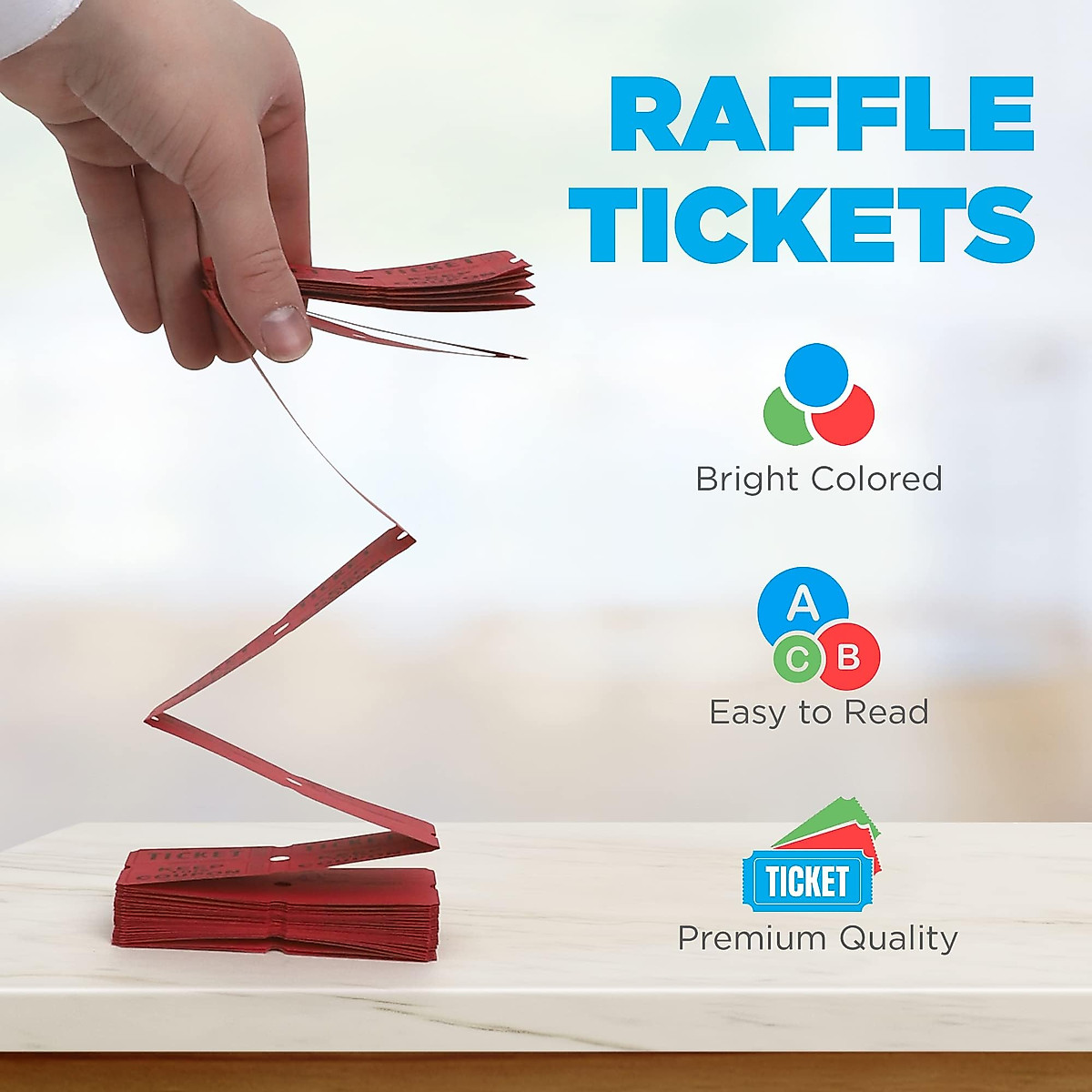 HENRY DOTS 50/50 Double Raffle Tickets - Orange - 100 Ticket Count Per Pack - Easy Tear Away Stubs for Contact Info - Raffle Drum Tickets for Drinks, Carnival, Chinese Auction, Events