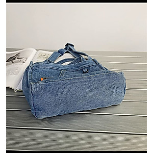 Zoyzity Denim Shoulder Bag Casual Lightweight Canvas Bag Retro Hobo Tote Bag Crossbody Handbag Large Capacity Purse for Teen Girls Women