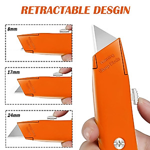 DIYSELF 1 Pack Box Cutter Retractable | Utility Knife Box Knife Retractable with 10 Blades | Exacto Knife Razor Knife | Box Opener for Cardboard, Carton | Cutter Knife | Cuchillas de Trabajo (Pink)