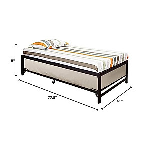 Kings Brand Furniture - Black Metal Twin Size Day Bed (Daybed) Frame with Roll Out Trundle
