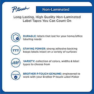 Brother Genuine P-touch M-231 Tape, 1/2" (0.47") Standard P-touch Tape, Black on White, for Indoor Use, Water Resistant, 26.2 Feet (8M), Single-Pack