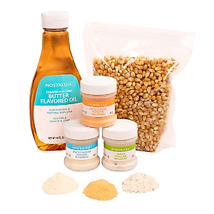 Nostalgia KPK400 Hot Air & Kettle Kit, 3 Seasonings, Oil, Popcorn Kernels, 1 Count (Pack of 1)