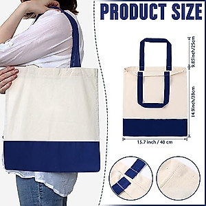 Roowest 60 Pcs Employee Appreciation Gifts Cotton Canvas Tote Bags Bulk Reusable Grocery Shopping Cloth Bags for Womens DIY(Blue and White)