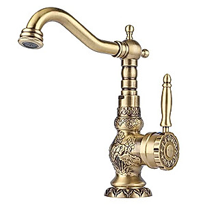 WEIJIANKANG Brass Kitchen Faucet Antique Single Handle Bathroom Faucet, Mixer Tap Bronze Multifunctional Faucet, 360 Degree Swivel Spout Bathroom Sink Faucet, Universal Splash Filter Lavatory Faucet