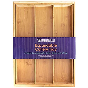 Totally Bamboo Expandable 5-Compartment Drawer Organizer, Expands from 13 to 22" Wide