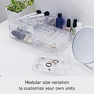 Like-It | MX-T10 | System Tray | Stackable Organizer | Drawer Organizer | A6 | 20 Divide |4.53" × 6.06" × 1.18" | Clear |