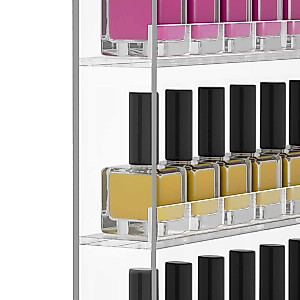 FEMELI 2 Pack Nail Polish Wall Racks 20 * 24 Inch Hold Up to 240 Bottles,Clear Acrylic Nail Polish Shelf Organizer Wall Mounted 6 Rows