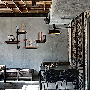 YIYIBYUS Floating Shelves Wall Mounted, Rustic Wood Wall Storage Shelves Hanging Shelf for Bedroom, Living Room, Bathroom, Kitchen, Office Display Decor Black