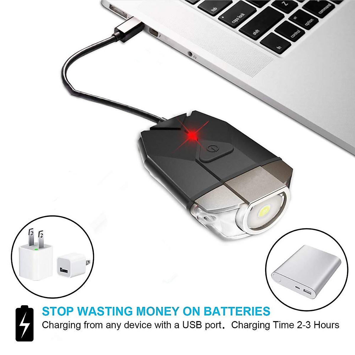 WASAGA Bike Helmet Light, 300 Lumen Led Bicycle Helmet Light 3 Modes USB Rechargeable Waterproof Bike Front Headlight Perfect for Riding or Outdoor Activities