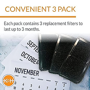 K&H Pet Products CleanFlow Filtered Pet Water Bowl Replacement Filter Black Large 3 pack