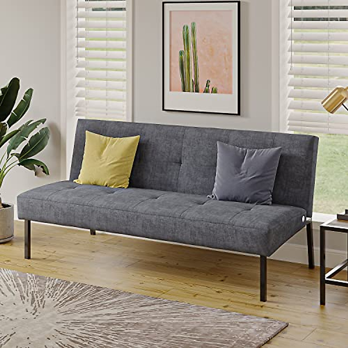 Panana 3 Seater Sofa Bed,Click Clack Armless Sofabed Fabric Couch Recliner,Choice of Colours (Grey)